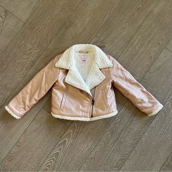 The Children's Place | Jackets & Coats | Rose Gold Faux Leather Biker ...